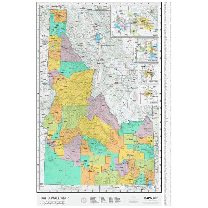 Idaho Wall Map w/Multi-Color Counties by MapShop - The Map Shop