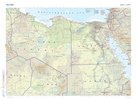 Libya and Egypt Wall Map by The Times - The Map Shop